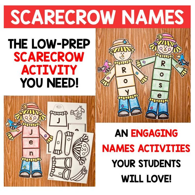 Scarecrow Editable Name Activity & Craft for Fall Bulletin Boards and ...
