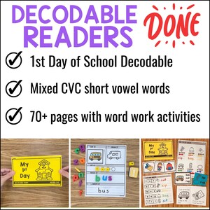 1st Day of School Decodable Reader With Activities, Back to School - Etsy
