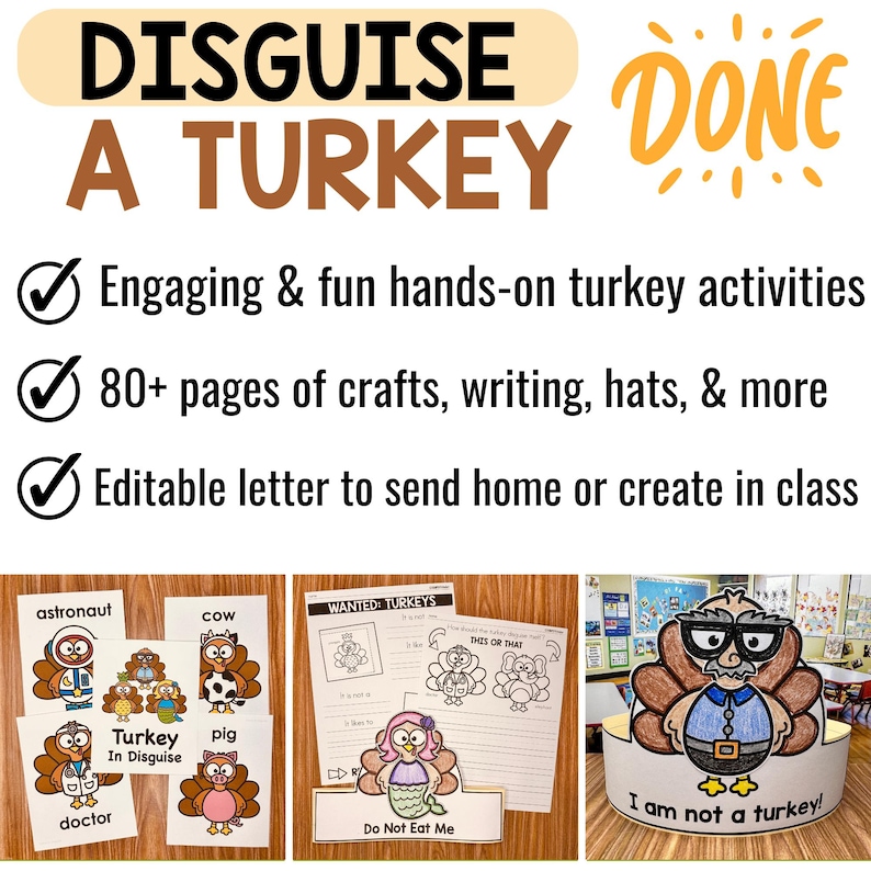 Turkey in Disguise Writing Craft, Take Home Project, Thanksgiving ...