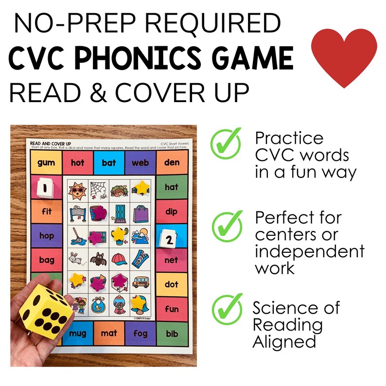 CVC Words Games No-prep Read and Cover Up - Etsy