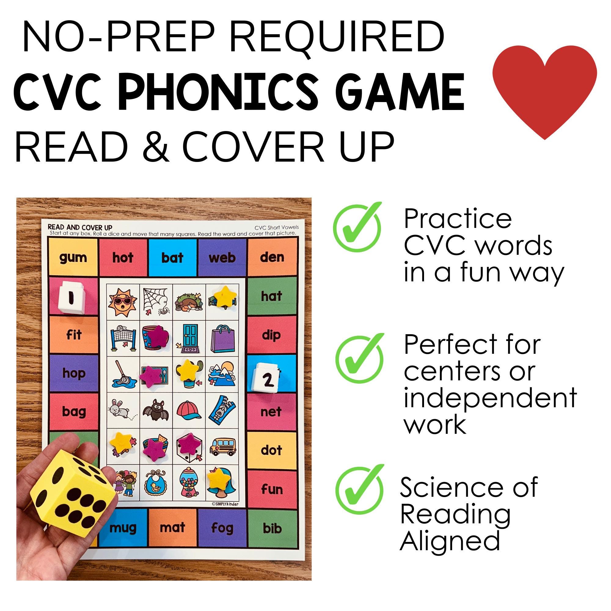 CVC Words Games No-prep Read and Cover Up - Etsy