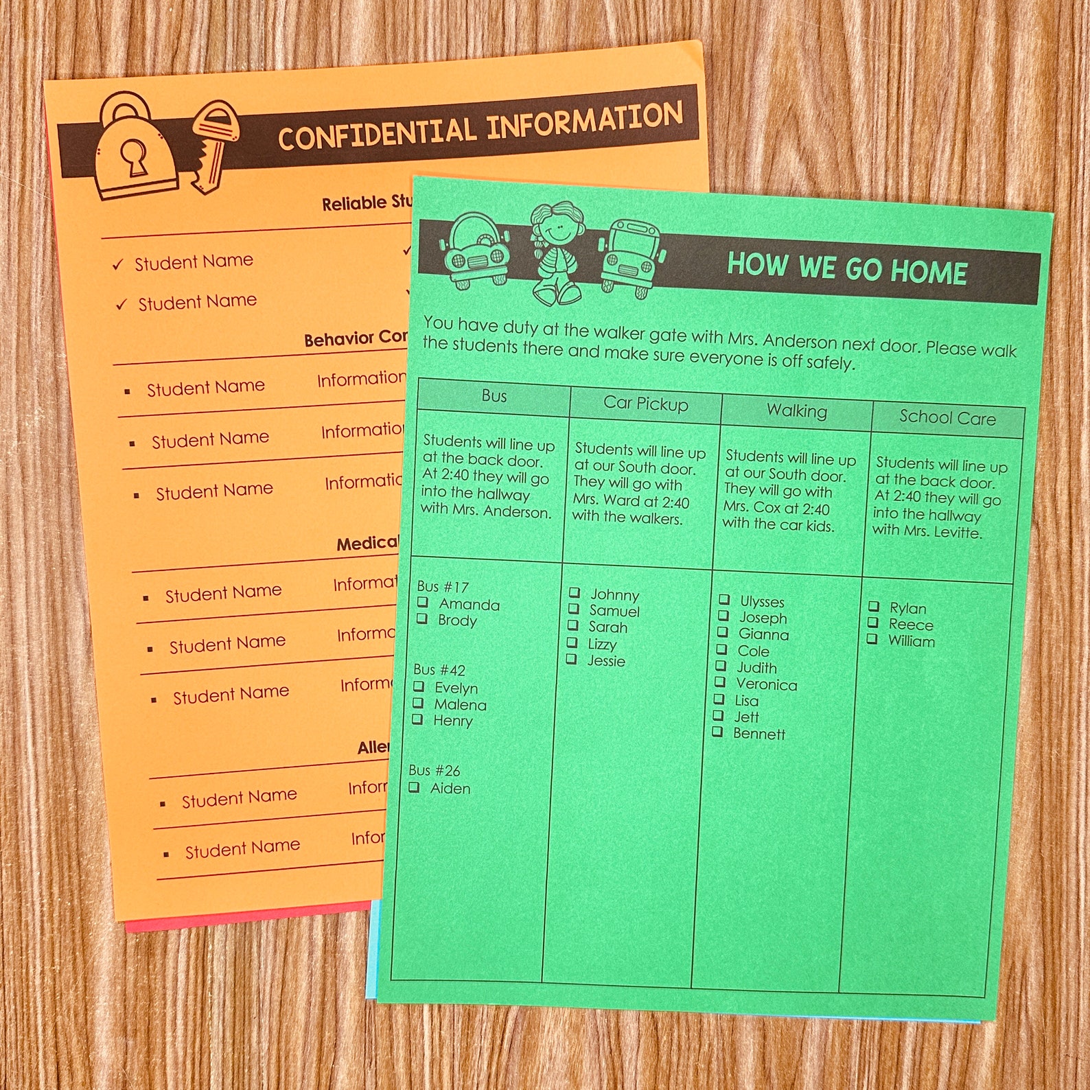 Editable Sub Binder, Substitute Binder for Kindergarten & First Grade ...