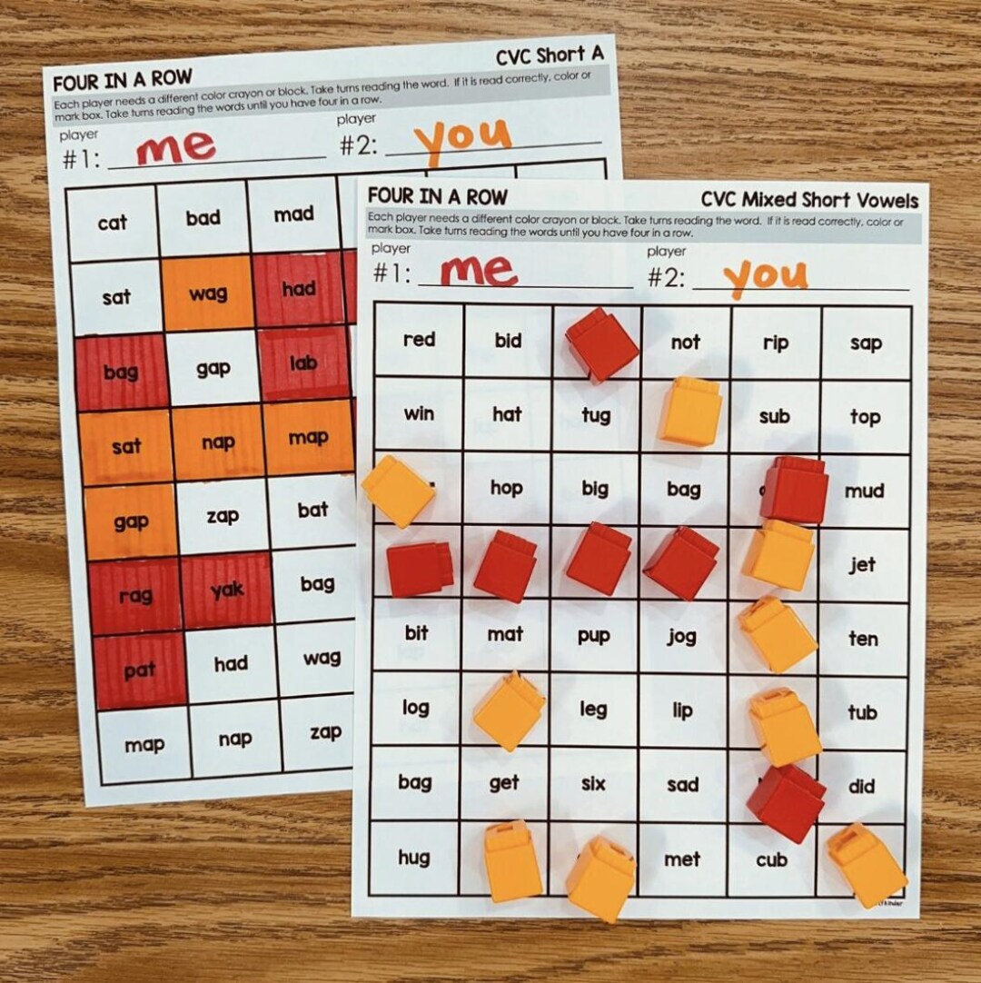 CVC Words No-prep Four in a Row Worksheets Kindergarten, Morning Work ...