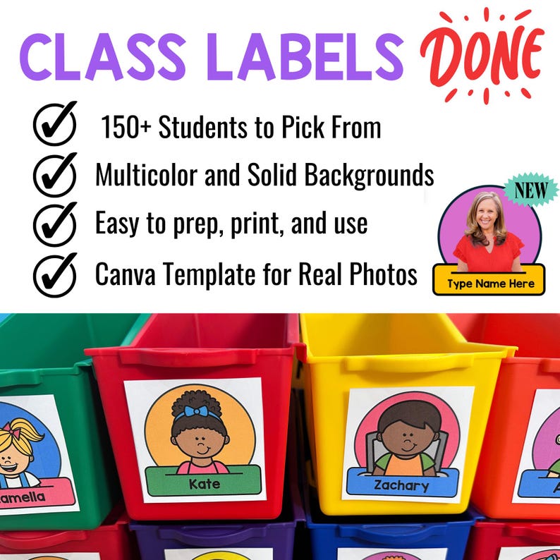 Editable Student Labels for Kindergarten With Kid Pictures - Etsy