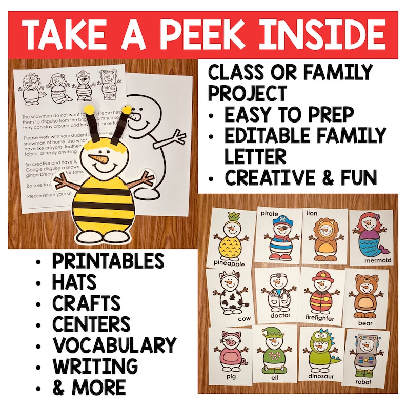 Snowman in Disguise Writing Craft: Winter Bulletin Board Project ...