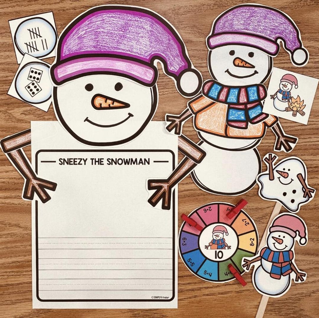Sneezy the Snowman Activities, Sequencing, Crafts, Centers for ...