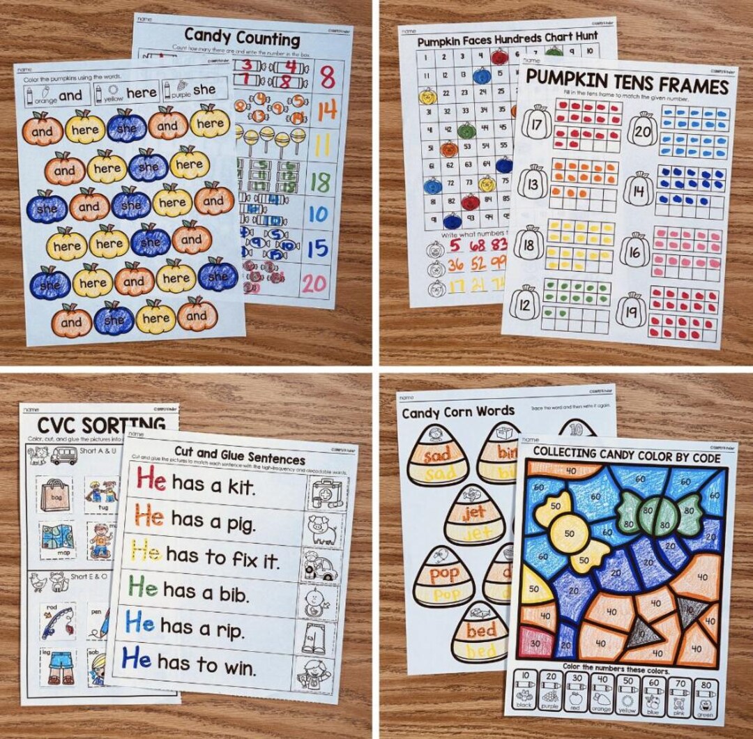 October No Prep Literacy & Math Activities Packet - Etsy