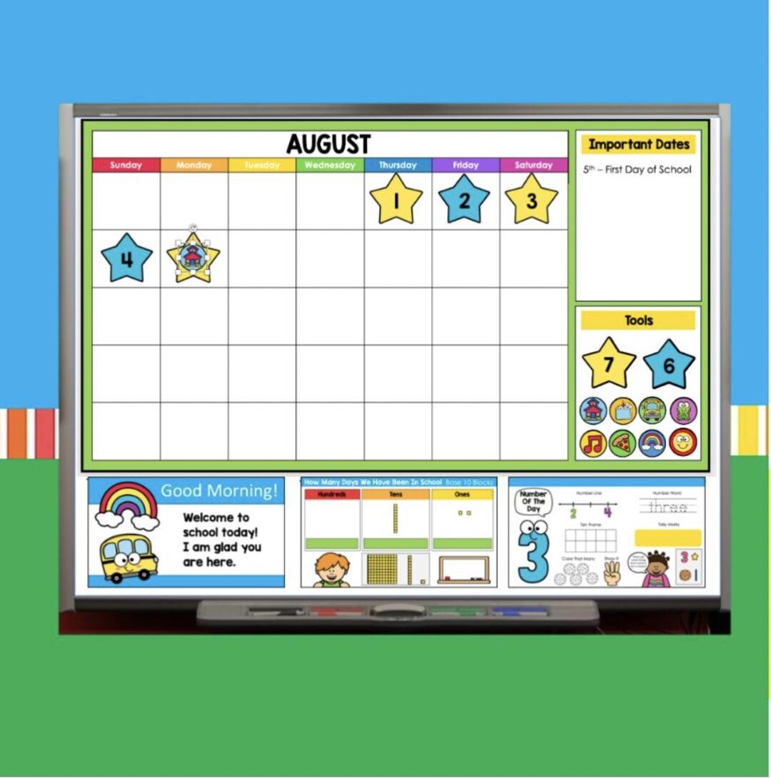August Morning Meeting Slides for Kindergarten, Editable Daily Digital ...