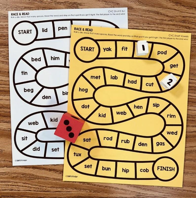 CVC Words Games No-prep Race and Read - Etsy