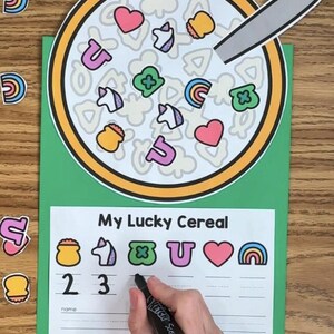 St. Patrick's Day Lucky Cereal Math Craft for Kindergarten (digital ...