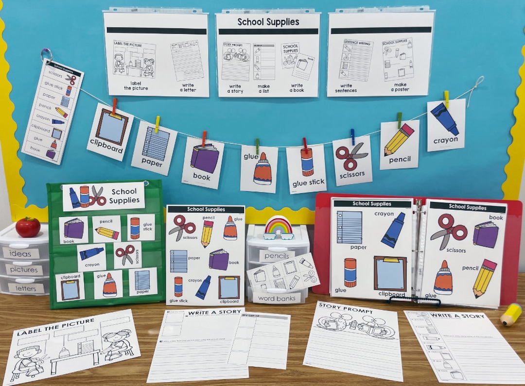 School Supply Word Bank Writing Center - Etsy