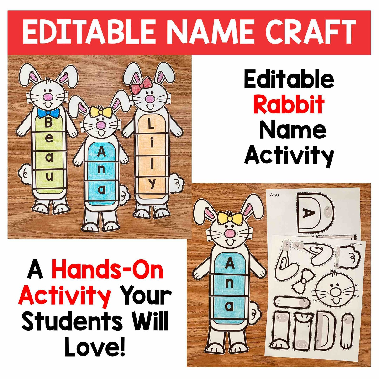 Easter Bunny Name Craft: Editable Bulletin Board Activity (digital ...