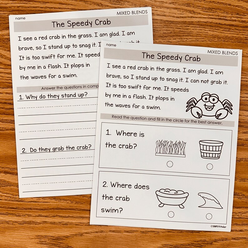 Mixed Blends Decodable Fluency Passage With Reading Comprehension ...