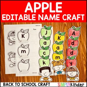 Apple Craft, Apple Editable Name Craft, Back to School Craft & Bulletin ...