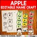 Apple Craft, Apple Editable Name Craft, Back to School Craft & Bulletin ...