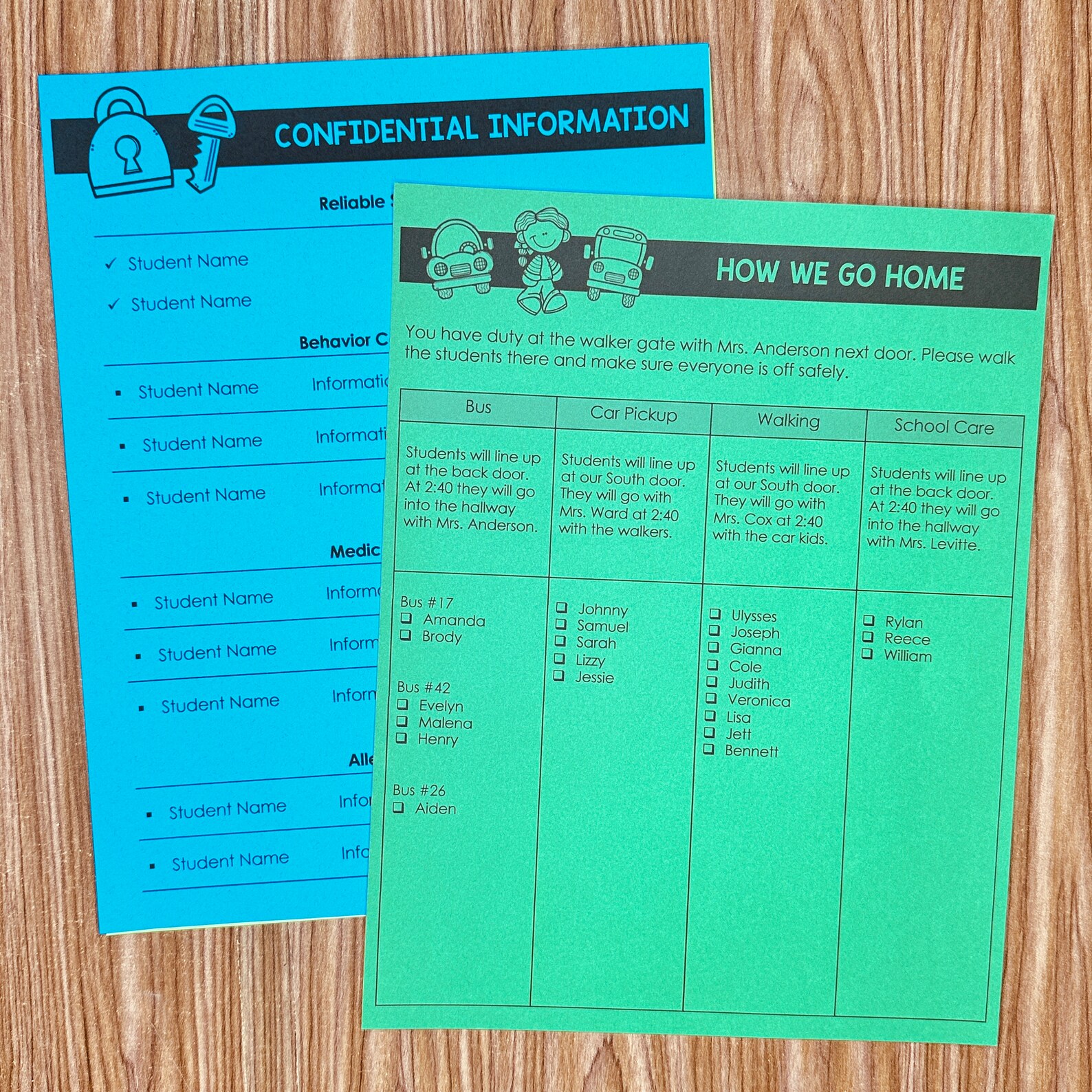 Editable Sub Binder, Substitute Binder for Kindergarten & First Grade ...