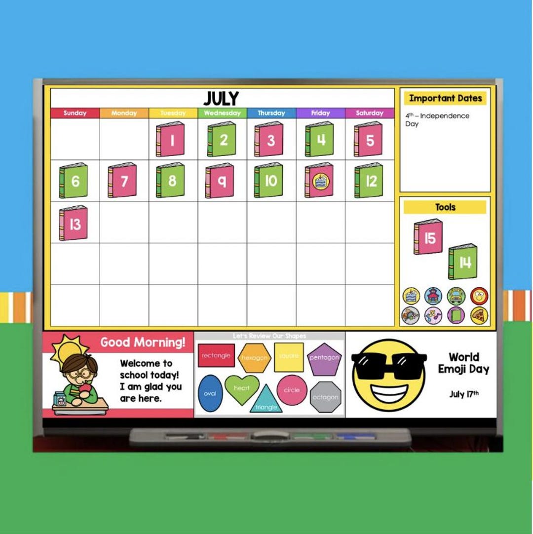 July Morning Meeting Slides for Kindergarten, Editable Daily Digital ...