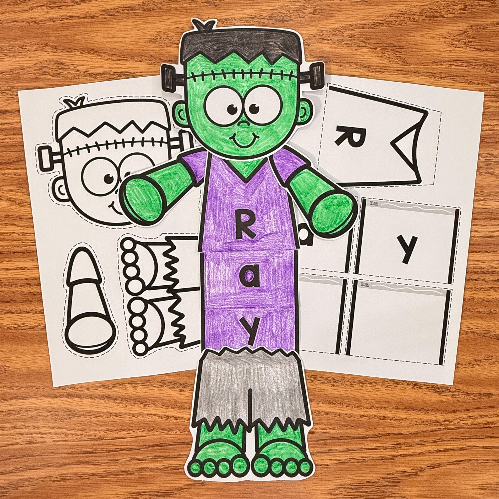 Halloween Frankenstein Name Craft: Editable Bulletin Board (digital ...