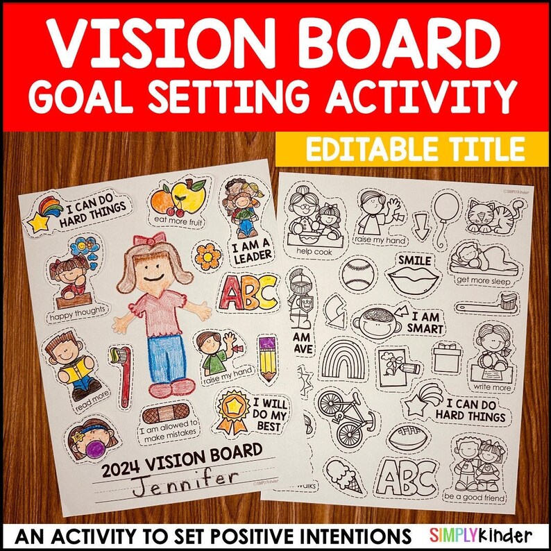 Vision Board for Kids New Year 2024 Goals Setting Activity - Etsy