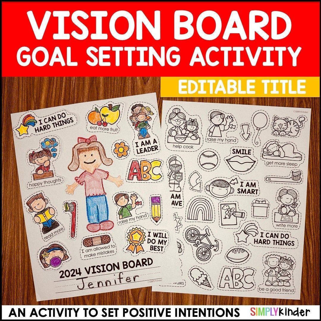 Vision Board for Kids New Year 2024 Goals Setting Activity - Etsy