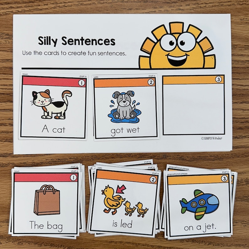 Silly Sentences CVC Decodable Writing Word Practice Center for ...