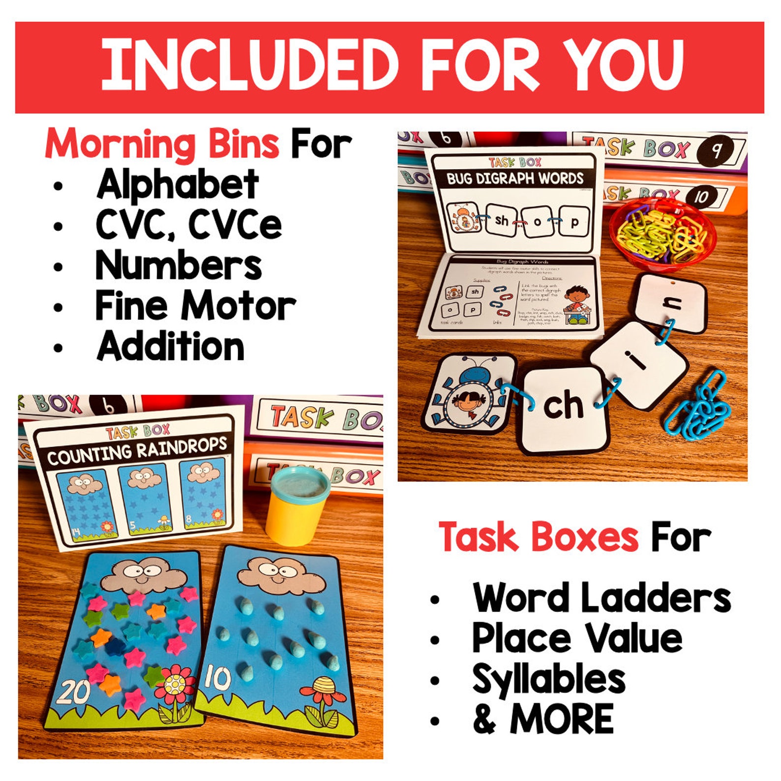 April Morning Bin Task Boxes, Centers and Activities - Etsy