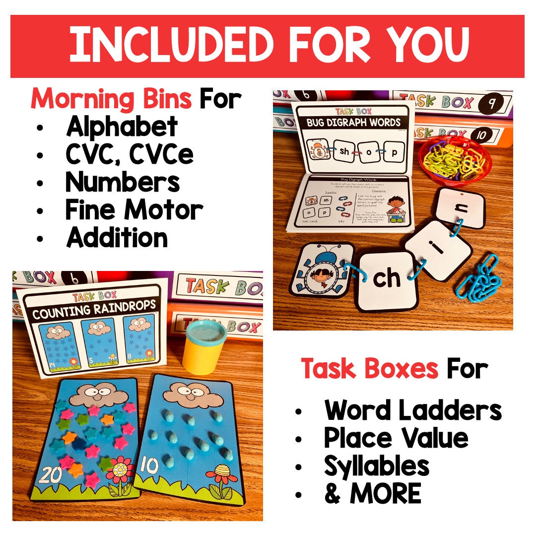 April Morning Bin Task Boxes, Centers and Activities - Etsy