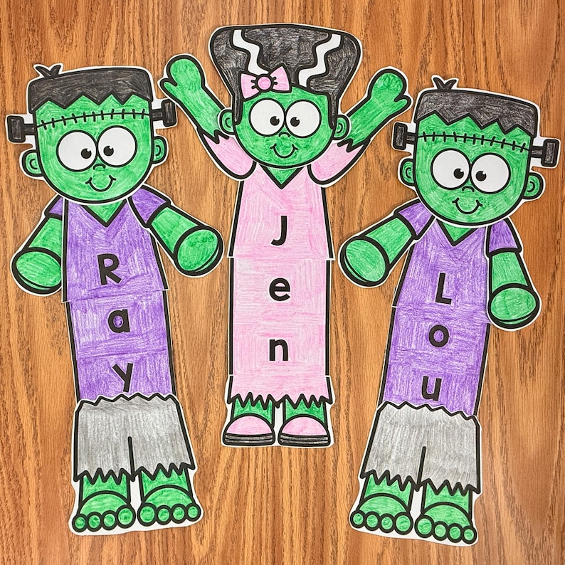 Halloween Frankenstein Name Craft: Editable Bulletin Board (digital ...