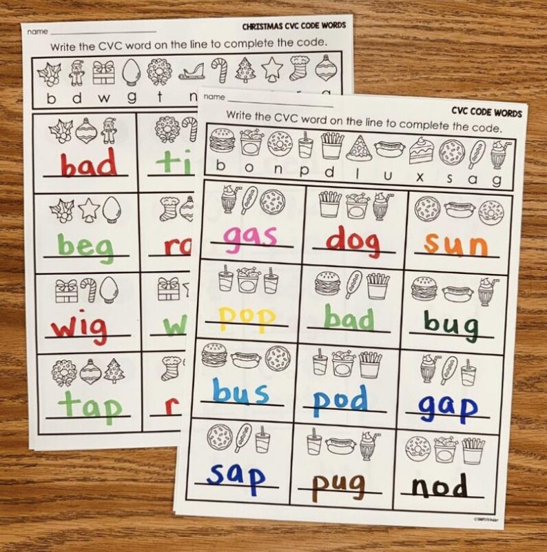 CVC Words No-prep Secret Code Worksheets Kindergarten, Morning Work ...