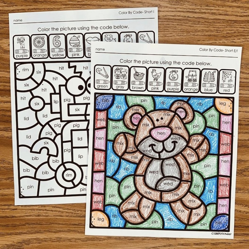 CVC Words No-prep Color by Code Worksheets Kindergarten, Morning Work ...