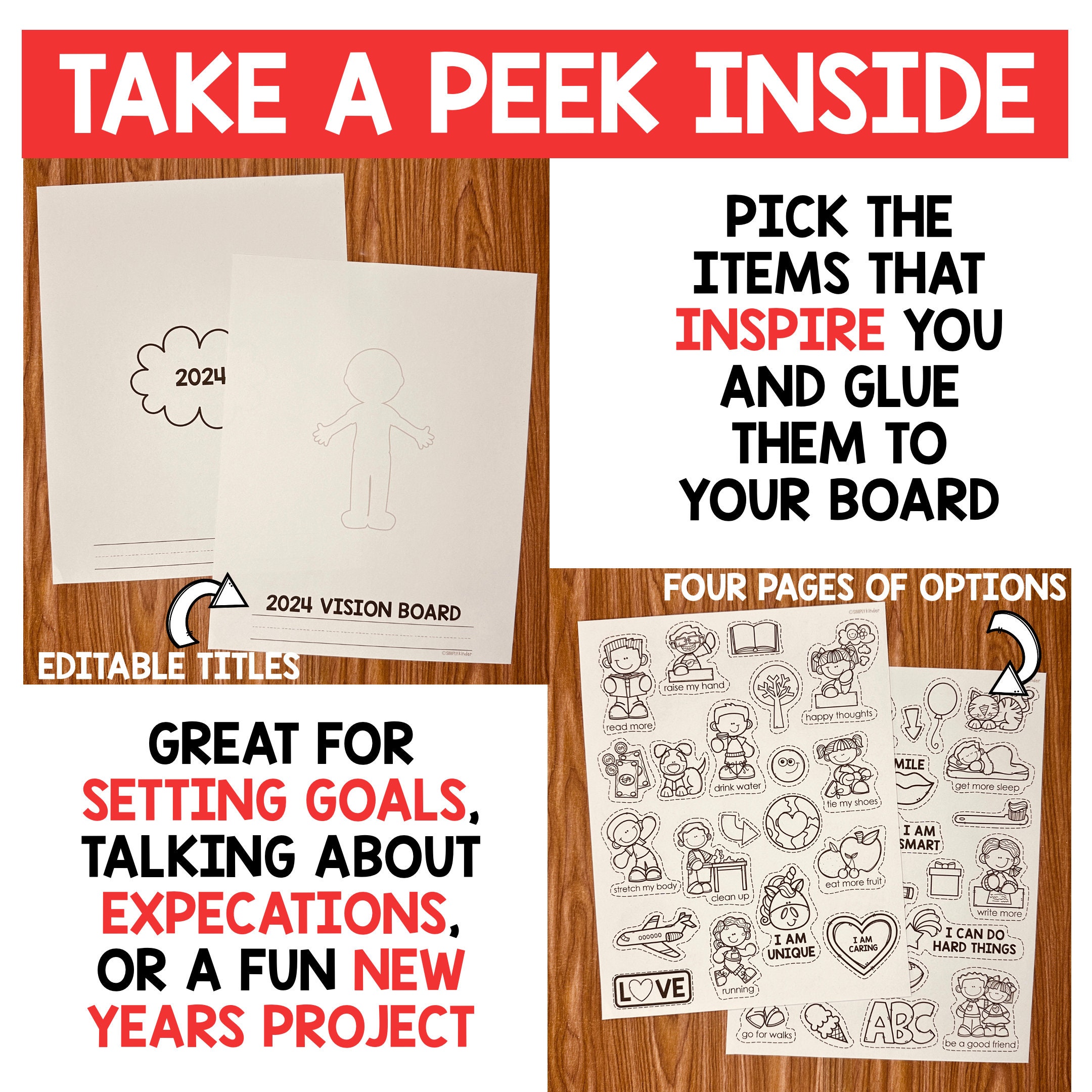 Vision Board for Kids New Year 2024 Goals Setting Activity - Etsy