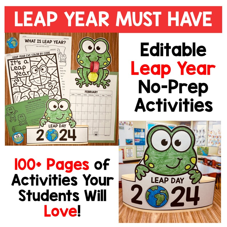 Leap Year 2024 No-prep Activities, Crafts, Hats, Literacy, Math, & MORE ...