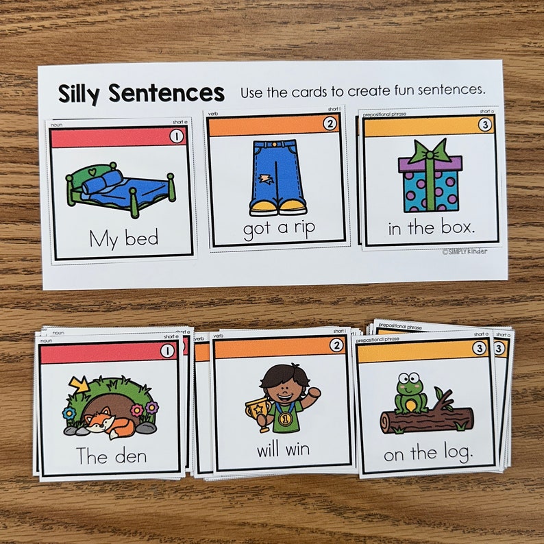 Silly Sentences CVC Decodable Writing Word Practice Center for ...