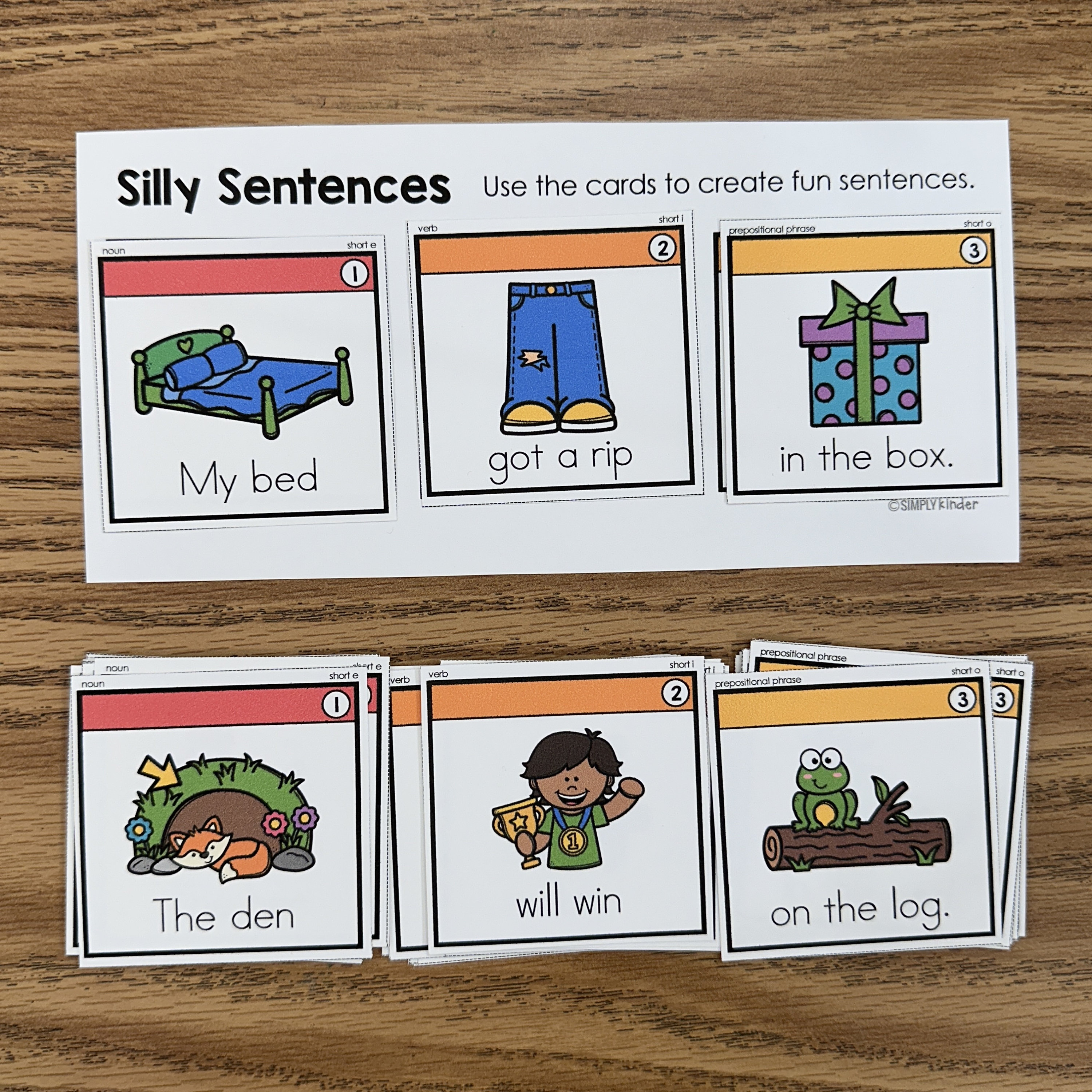 Silly Sentences CVC Decodable Writing Word Practice Center for ...