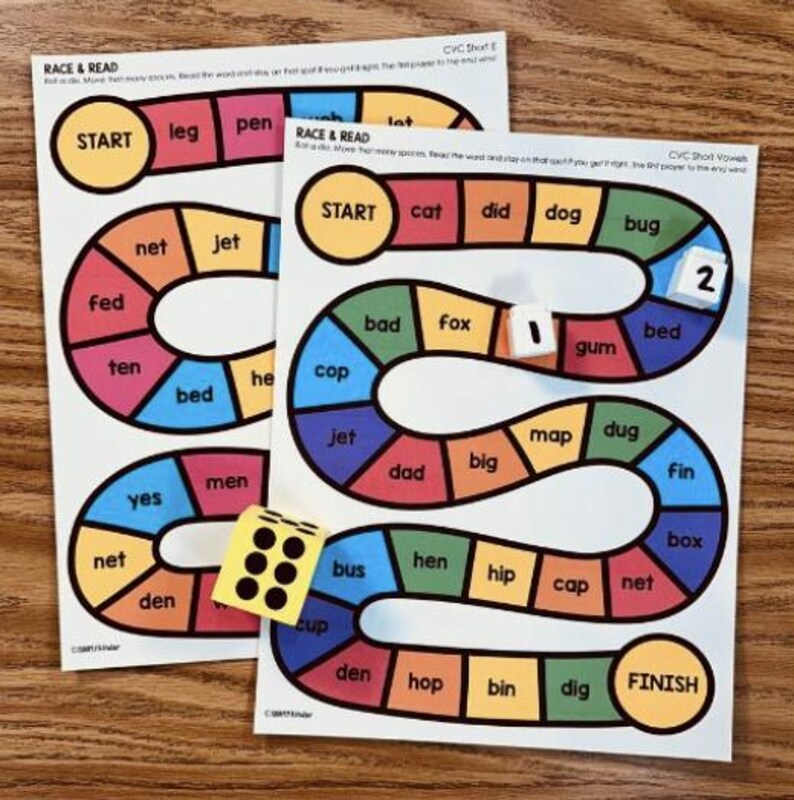CVC Words Games No-prep Race and Read - Etsy