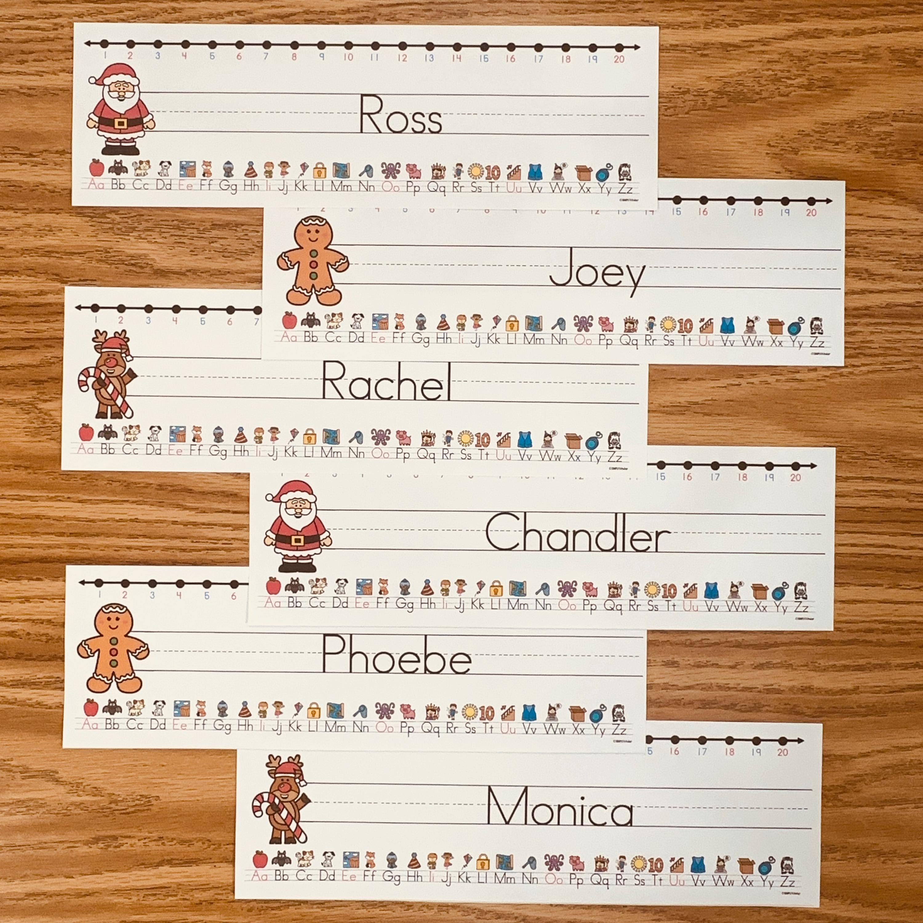 Christmas Name Tags Labels Editable, Desk Name Tag & Plates Kinder - Etsy