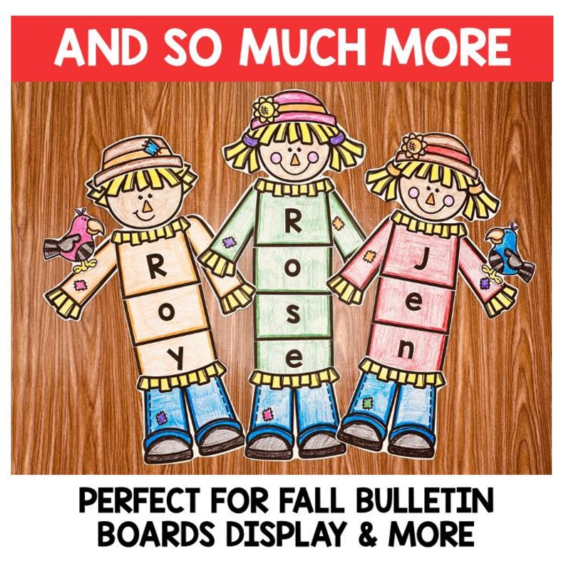Scarecrow Editable Name Activity & Craft for Fall Bulletin Boards and ...