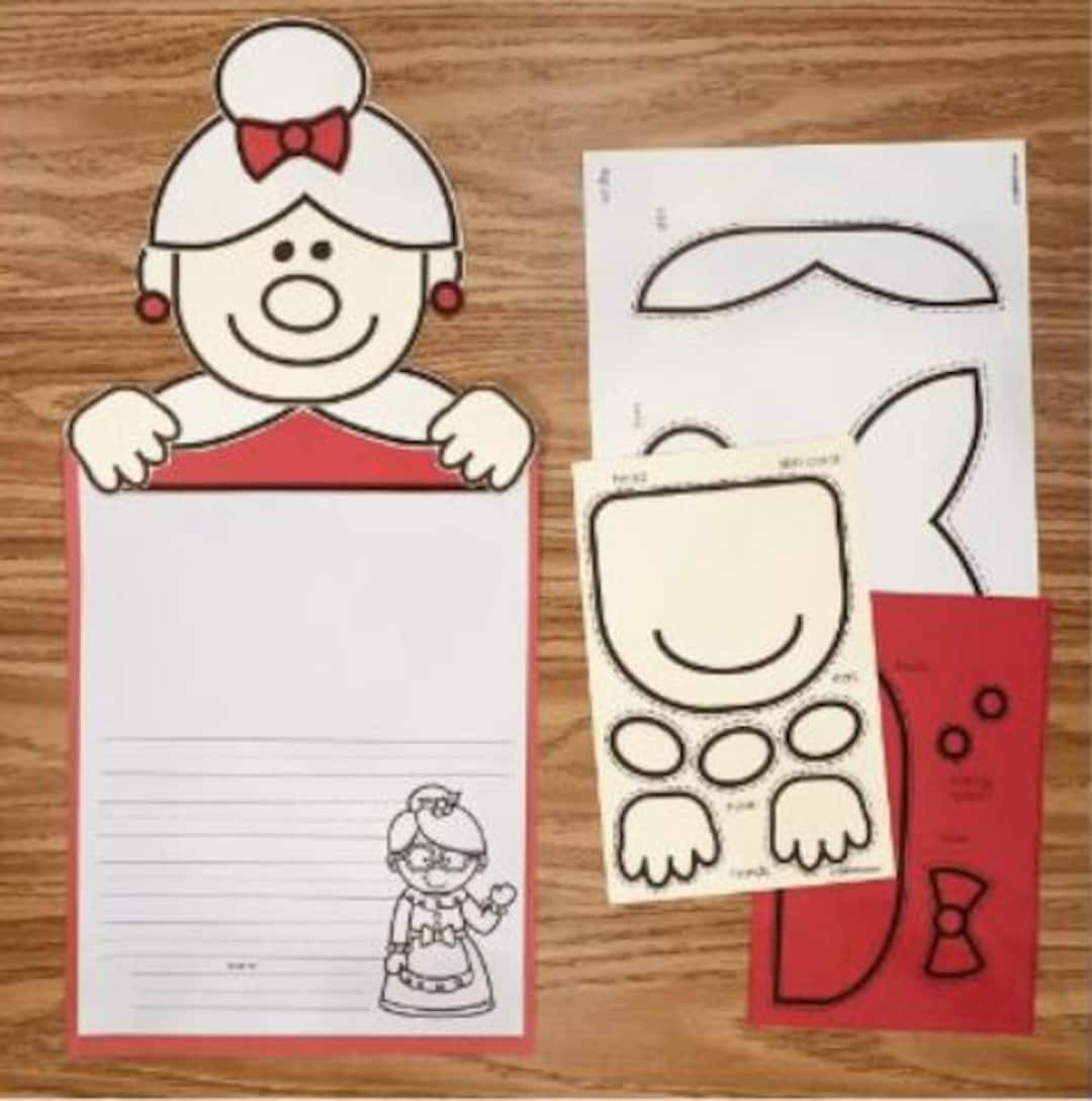 Mrs Claus Christmas Craft Activity for Kindergarten, Christmas ...