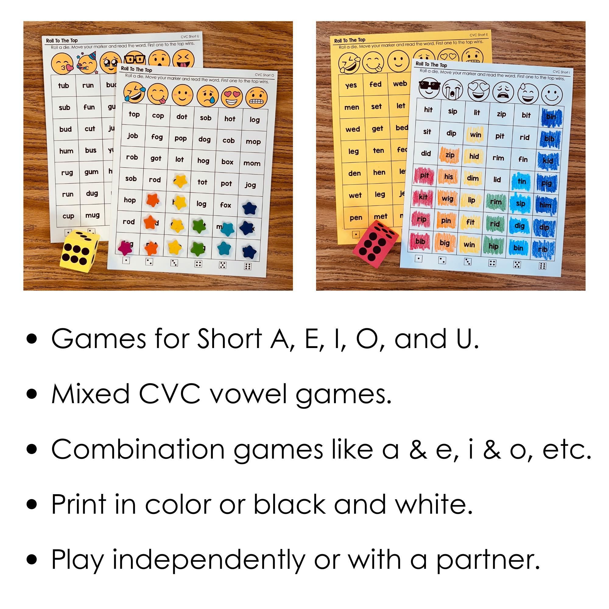 CVC Words Games No-prep Roll to the Top - Etsy