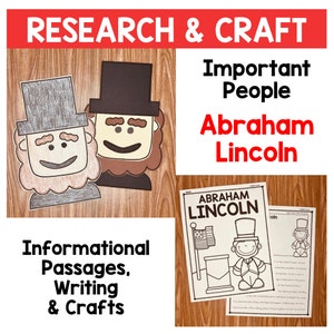 Abraham Lincoln Craft, Research, and Writing Activities - Etsy