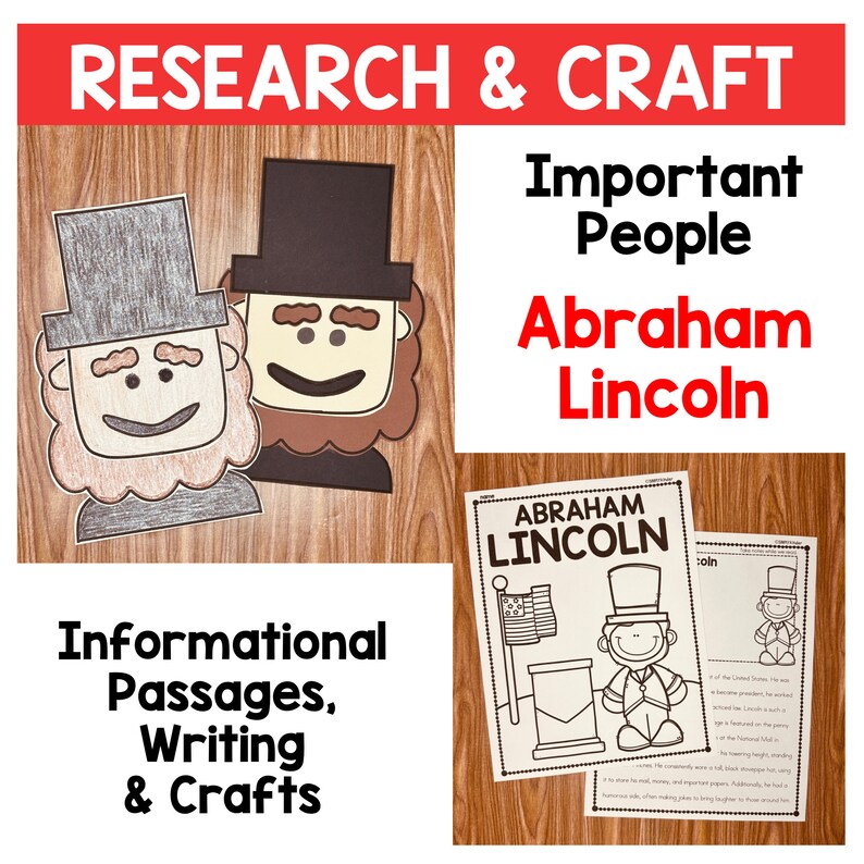 Abraham Lincoln Craft, Research, and Writing Activities - Etsy