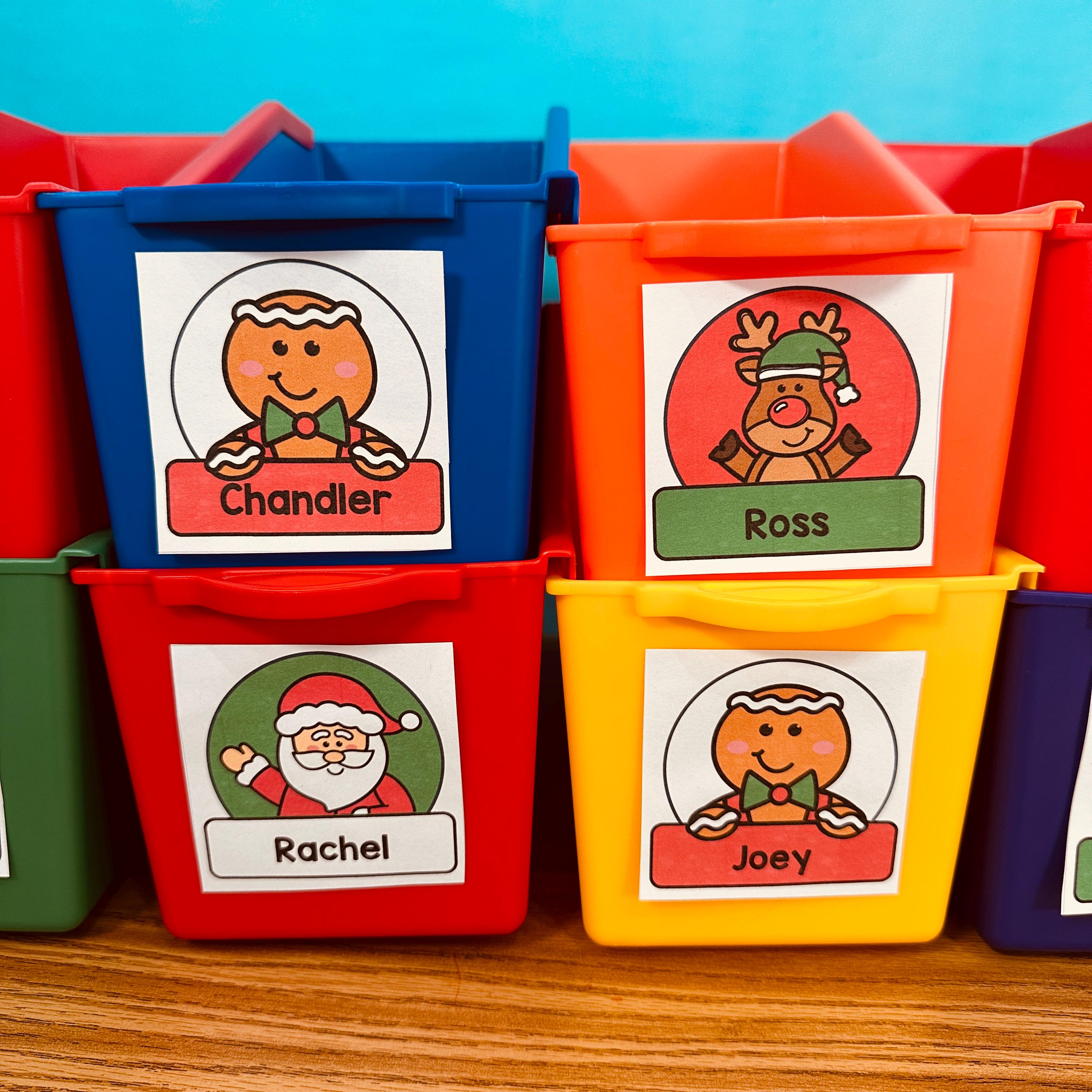 Christmas Name Tags Labels Editable, Desk Name Tag & Plates Kinder - Etsy