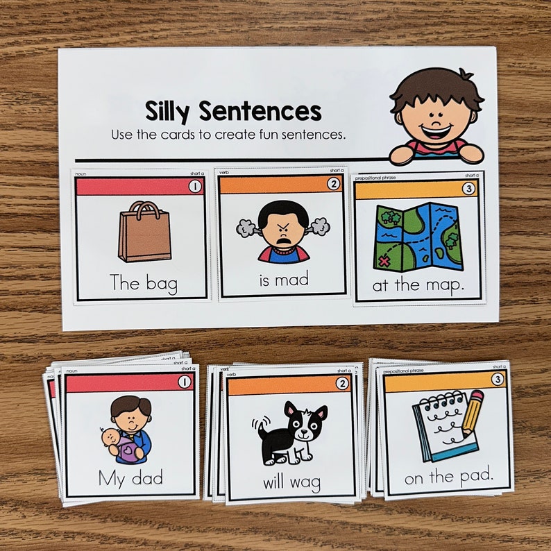 Silly Sentences CVC Decodable Writing Word Practice Center for ...
