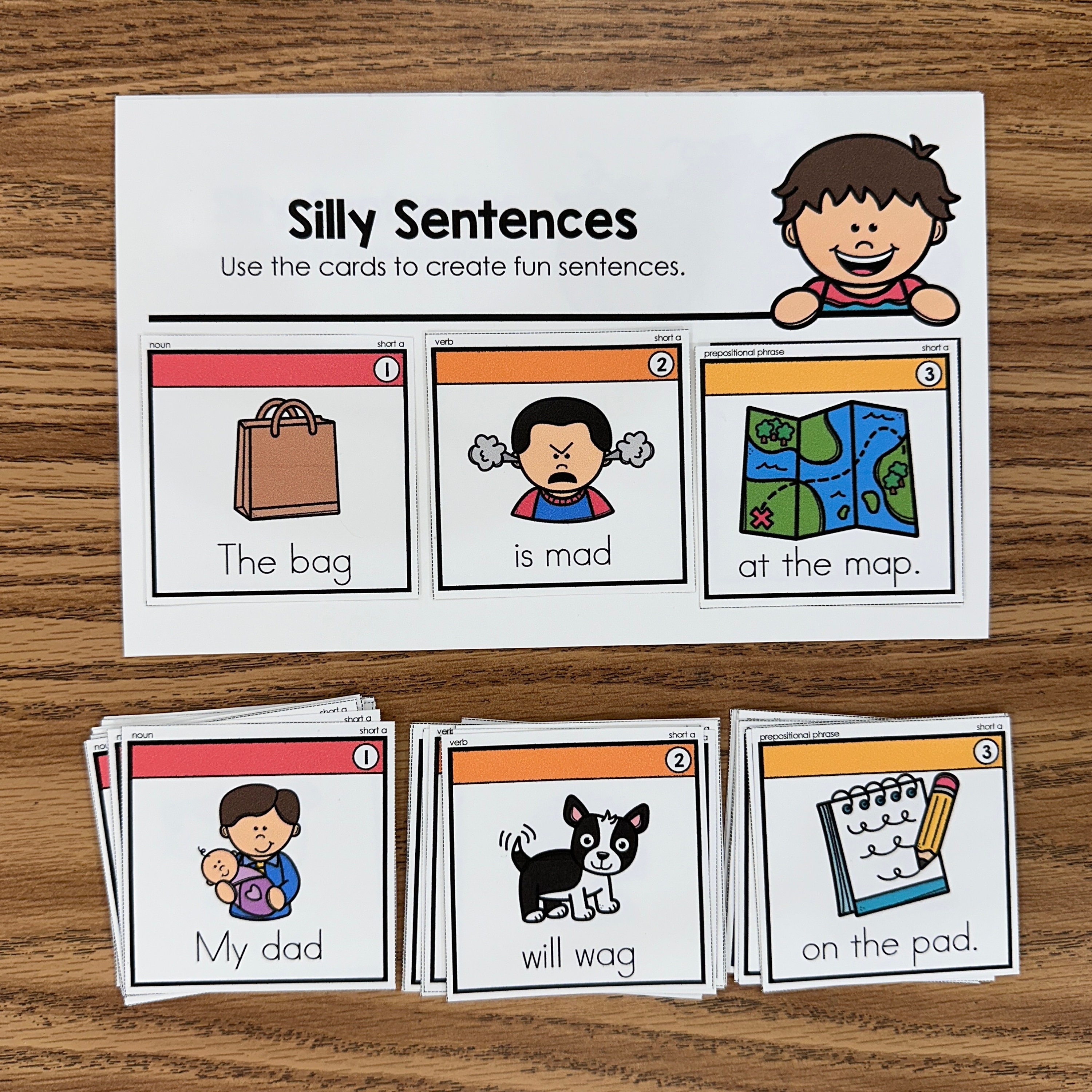 Silly Sentences CVC Decodable Writing Word Practice Center for ...