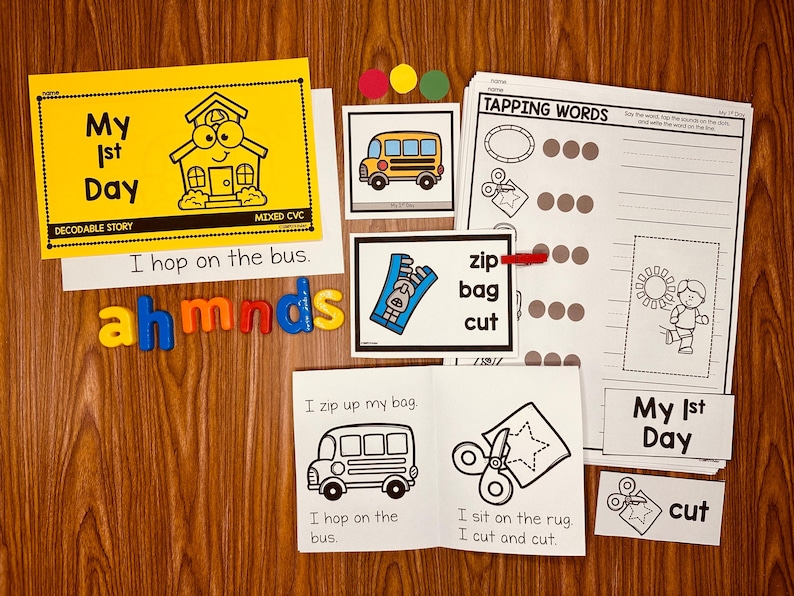 1st Day of School Decodable Reader With Activities, Back to School - Etsy