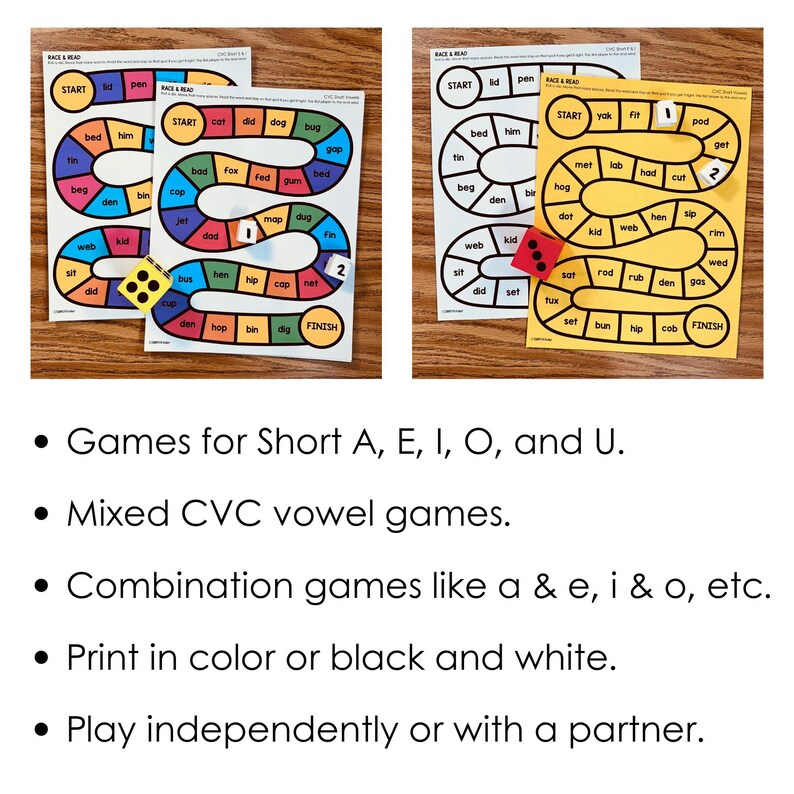 CVC Words Games No-prep Race and Read - Etsy