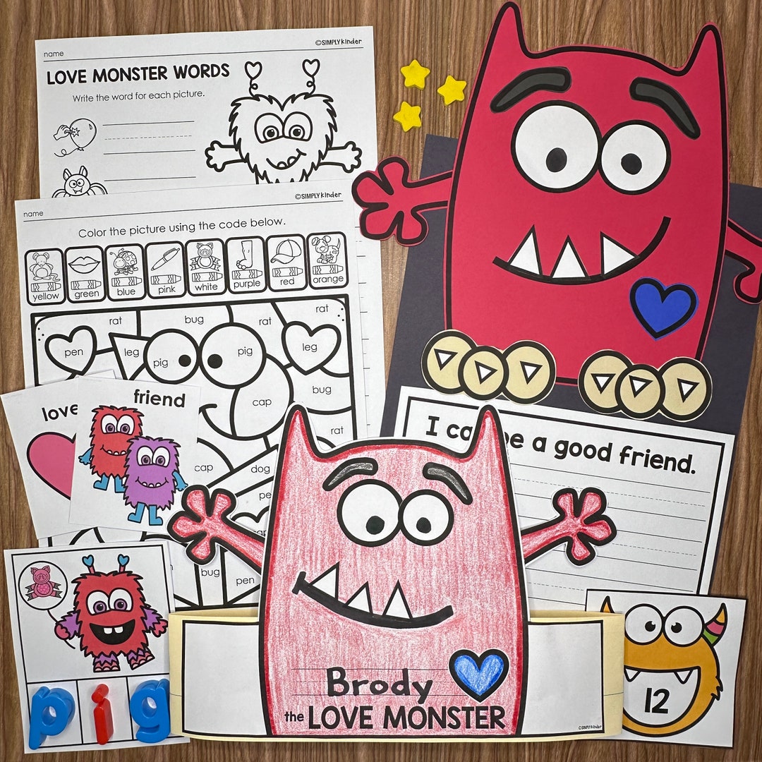Love Monster Craft, Valentines Day Activity, Writing, Centers, Literacy ...