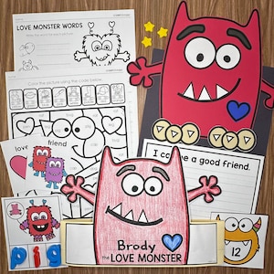 Love Monster Craft, Valentines Day Activity, Writing, Centers, Literacy ...