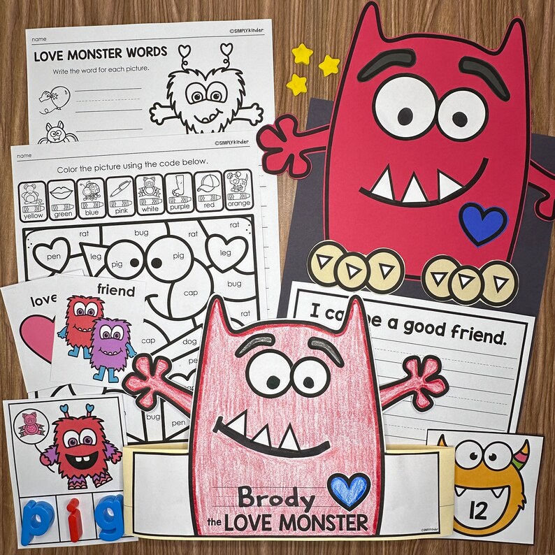 Love Monster Craft, Valentines Day Activity, Writing, Centers, Literacy ...