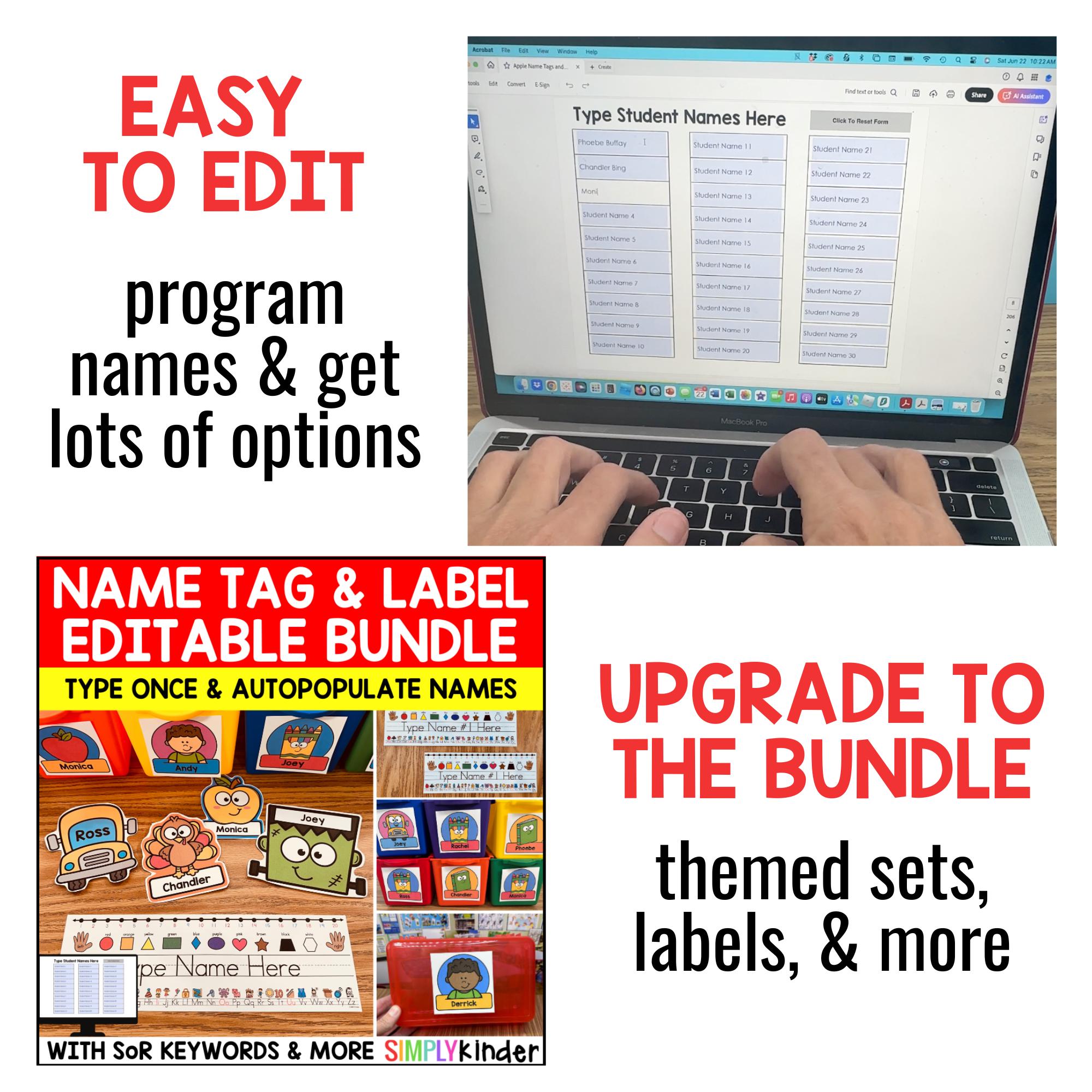 Christmas Name Tags Labels Editable, Desk Name Tag & Plates Kinder - Etsy